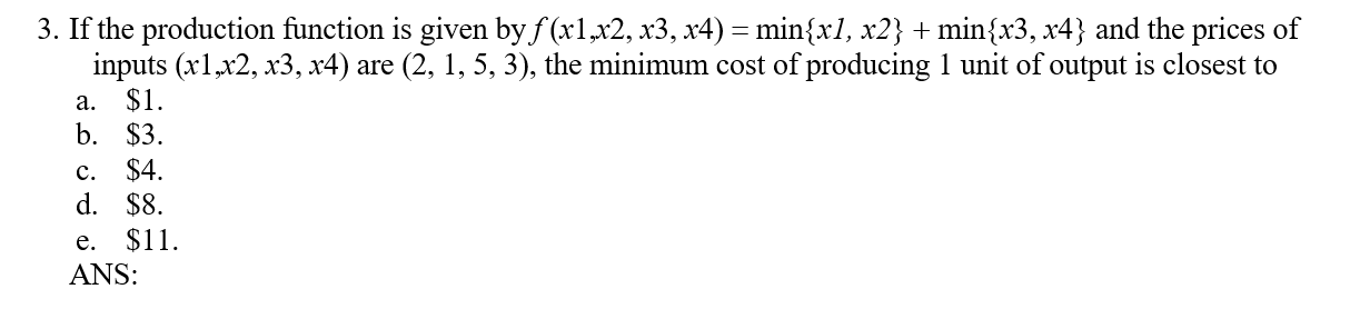 Solved a. 3. If the production function is given by f | Chegg.com