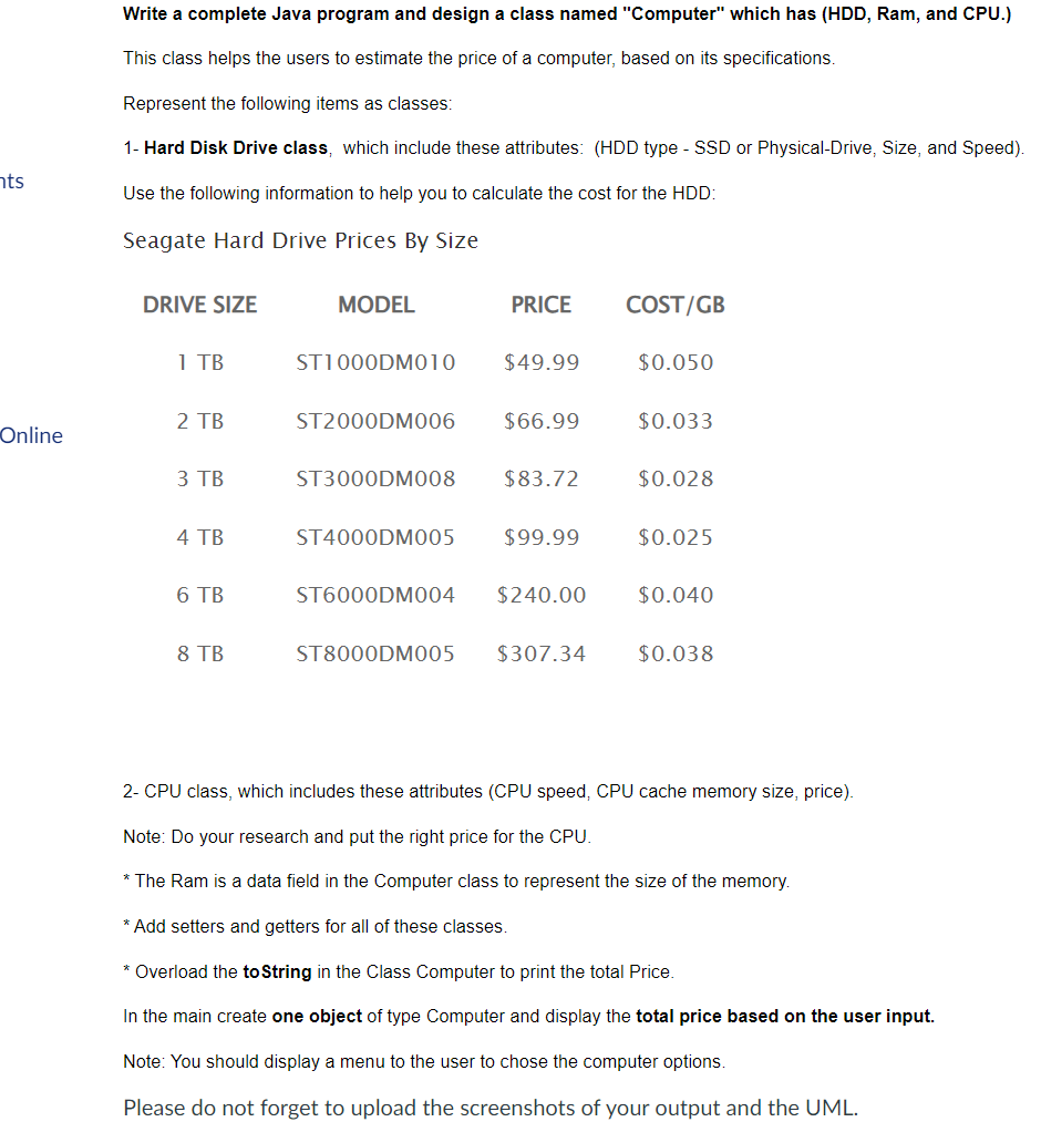 Solved Write a complete Java program and design a class | Chegg.com