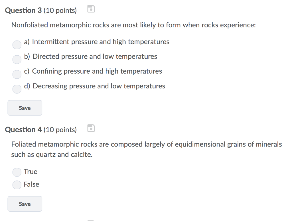 Solved Question 3 (10 points) Nonfoliated metamorphic rocks | Chegg.com