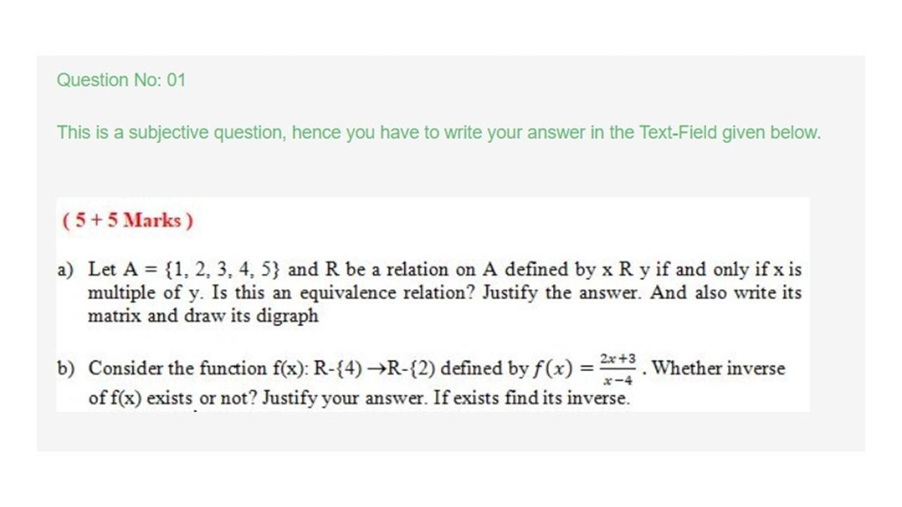 Solved Question No: 01 This is a subjective question, hence | Chegg.com