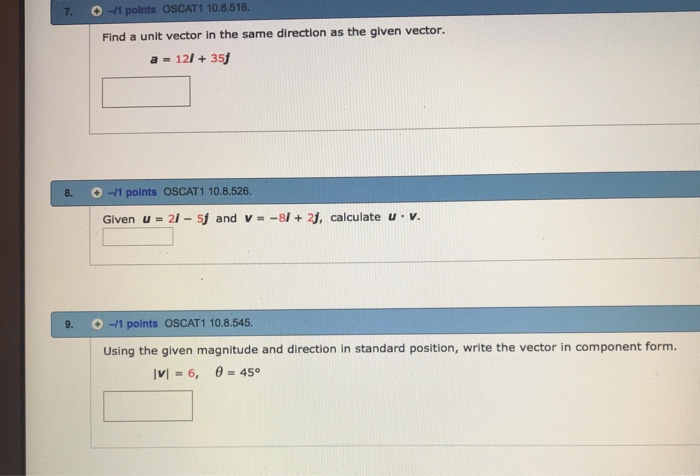 Given a vector with initial point (-8, 5) and | Chegg.com
