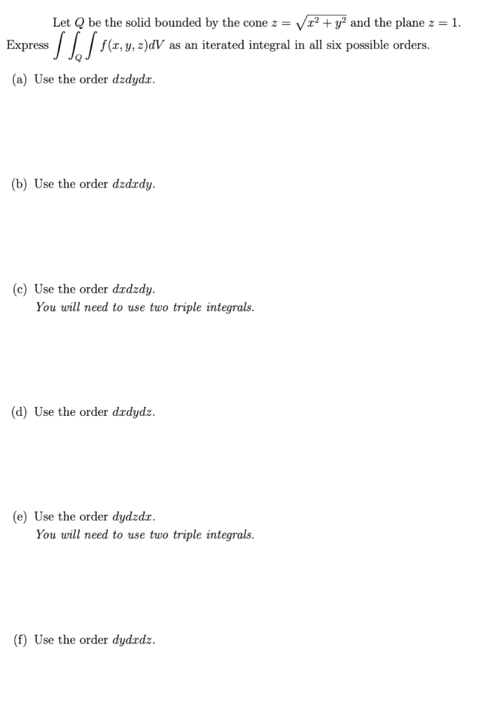 Solved Multivariable calculus. Let Q be the solid bounded by | Chegg.com