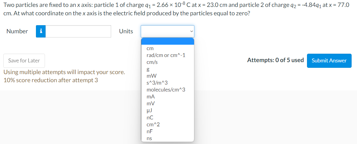 Solved Two particles are fixed to an x axis: particle 1 | Chegg.com