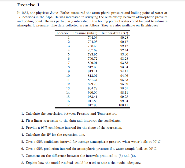Solved In 1857 , the physicist James Forbes measured the | Chegg.com