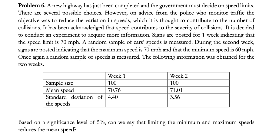 Solved Problem 6. A new highway has just been completed and | Chegg.com