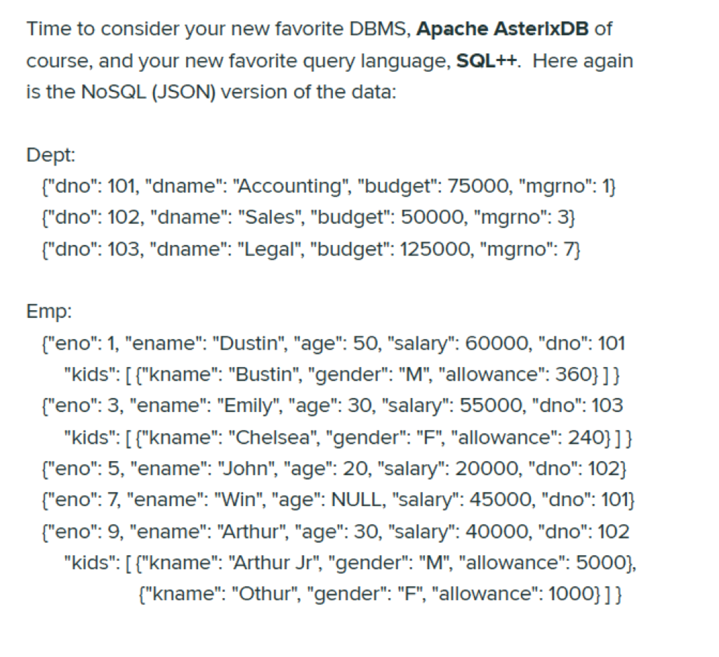 Solved Time to consider your new favorite DBMS, Apache | Chegg.com