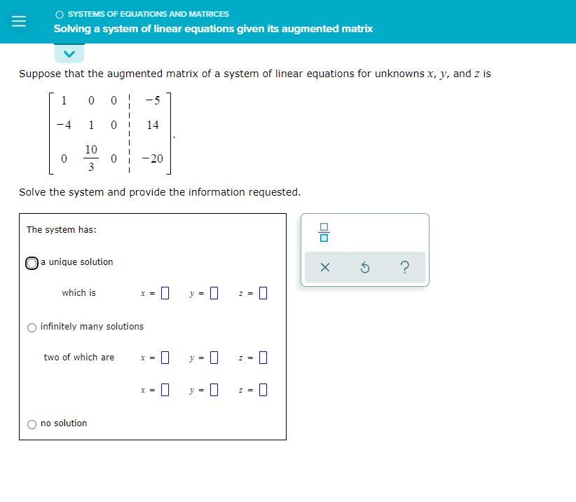 Solved = O SYSTEMS OF EQUATIONS AND MATRICES Solving a | Chegg.com