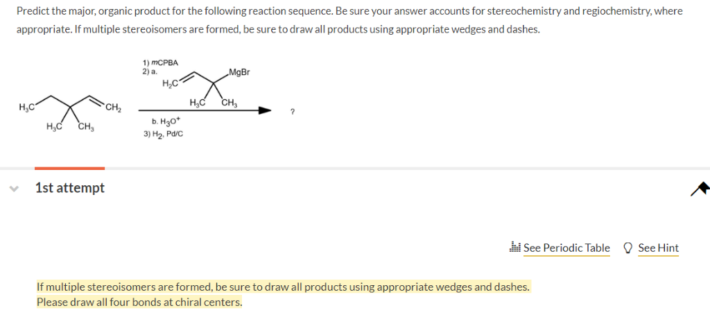 Solved Predict the major, organic product for the following | Chegg.com