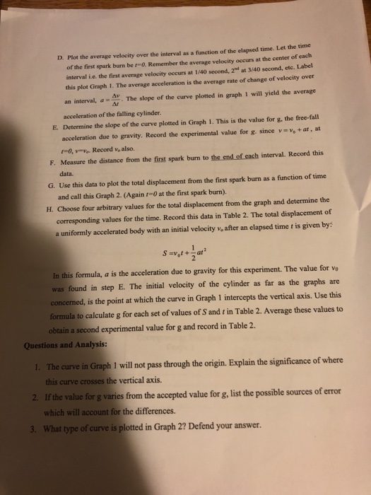 The Acceleration of a Falling Body Introduction: When | Chegg.com