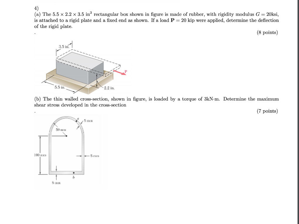 Solved 4) (a) The 5.5 x 2.2 x 3.5 in rectangular box shown | Chegg.com