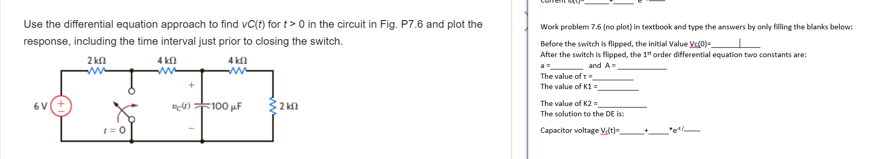 Solved Work problem 7.6 (no plot) in textbook and type the | Chegg.com