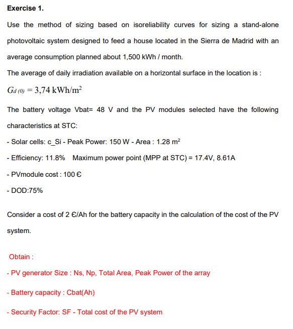 Solved Exercise 1. Use the method of sizing based on | Chegg.com