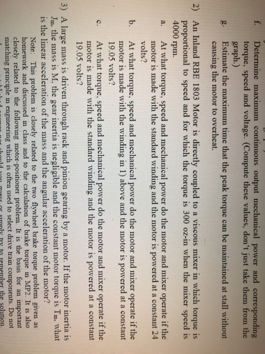 Determine maximum continuous output mechanical power | Chegg.com