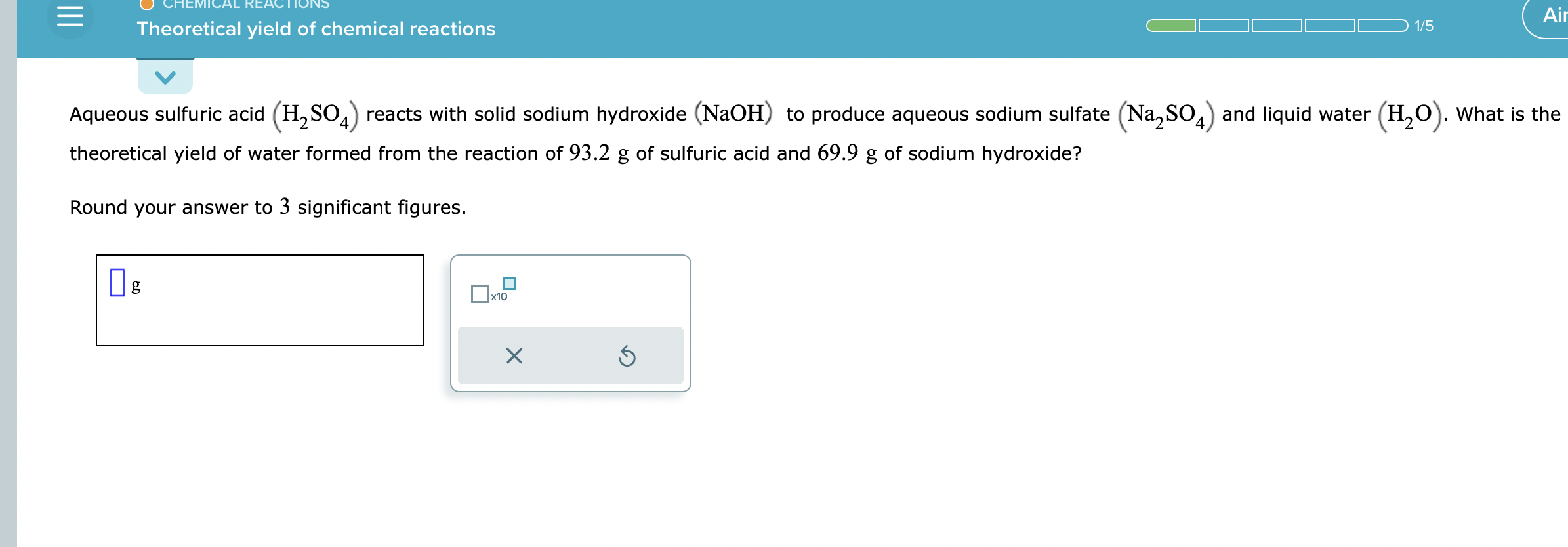 Solved Aqueous sulfuric acid (H2SO4) reacts with solid | Chegg.com