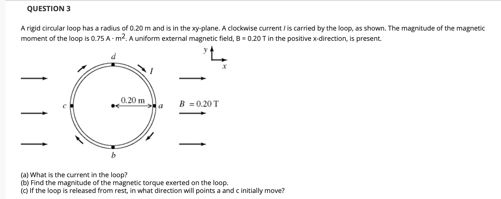 Solved QUESTION 3 A rigid circular loop has a radius of 0.20 | Chegg.com