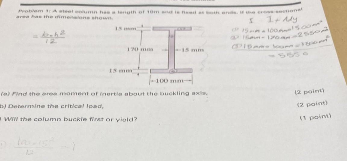 Solved Problem 1: A steel column has a length of 10m and is | Chegg.com