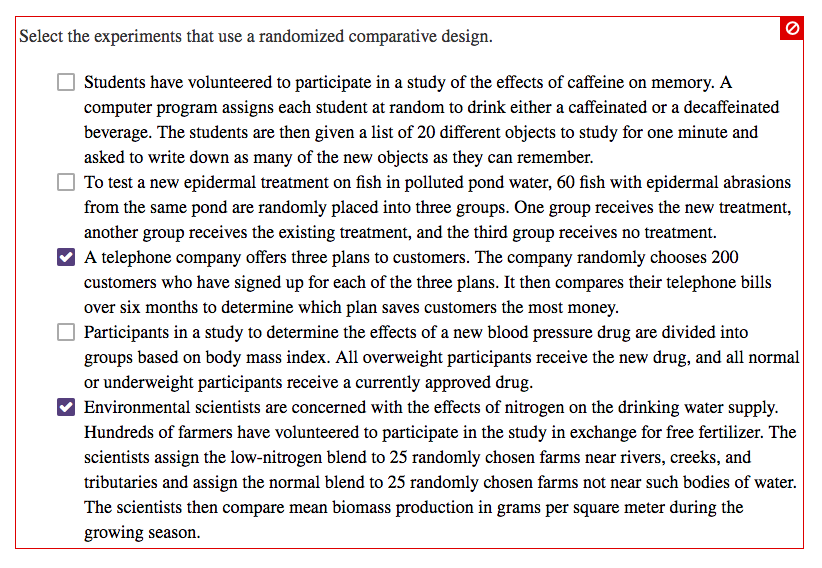 Solved Select the experiments that use a randomized | Chegg.com