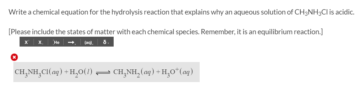 Solved Write a chemical equation for the hydrolysis reaction | Chegg.com