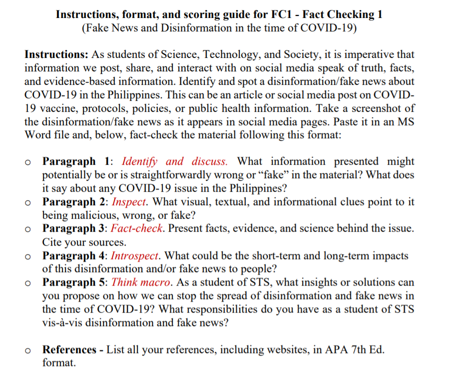 Solved Instructions, format, and scoring guide for FC1 - | Chegg.com
