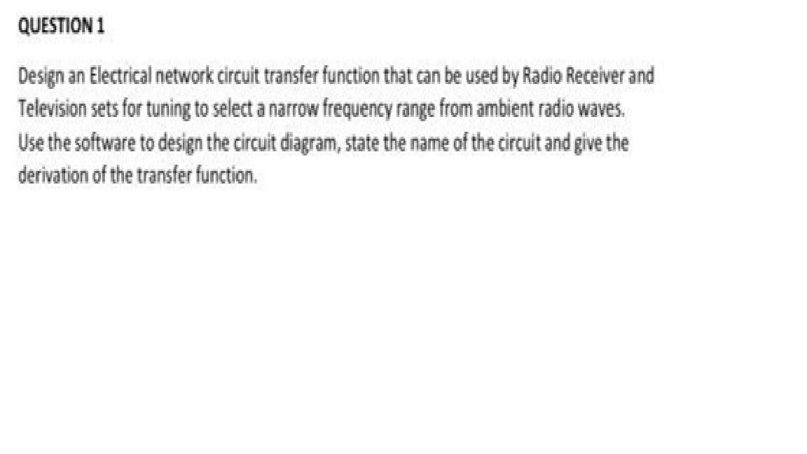 Design an Electrical network circuit transfer | Chegg.com