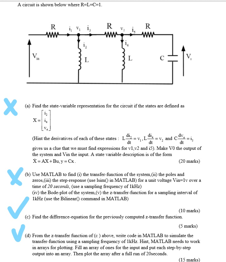 A circuit is shown below where R=L=C=1. Ri, V, i Rv, | Chegg.com