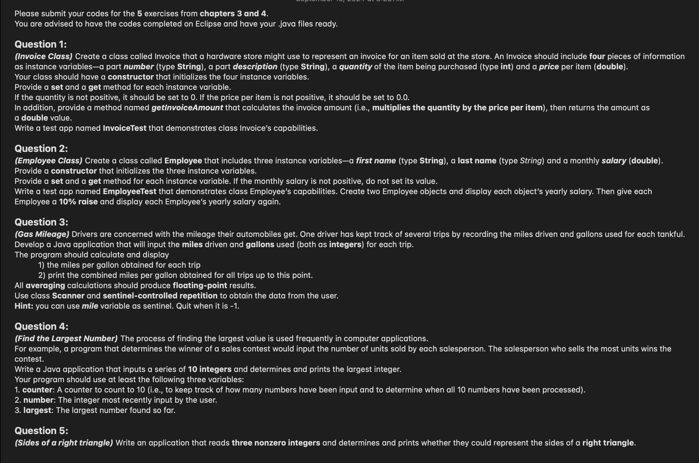 Solved Please submit your codes for the 5 ﻿exercises from | Chegg.com