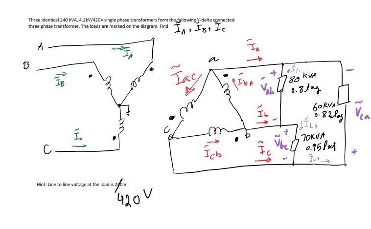 Solved Three identical 240 kVA, 4.2kV/420V single phase | Chegg.com
