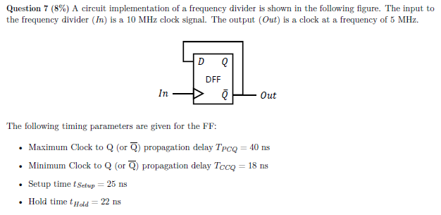Solved Question 7 (8%) A circuit implementation of a | Chegg.com