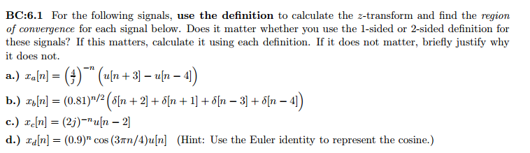 Solved BC:6.1 ﻿For the following signals, use the definition | Chegg.com