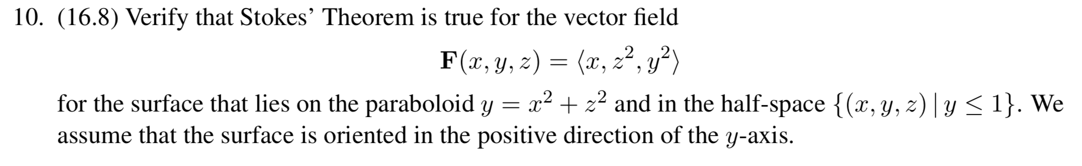 Solved 10 16 8 Verify That Stokes Theorem Is True For