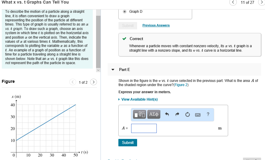 Solved What x vs. t Graphs Can Tell You ? 11 of27 Graph D To | Chegg.com