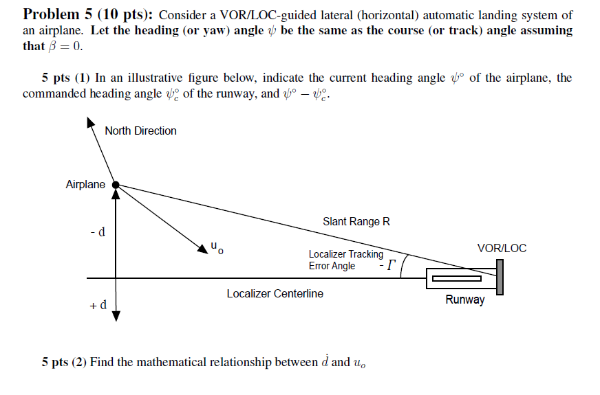 Solved Problem 5 (10 pts): Consider a VOR/LOC-guided lateral | Chegg.com