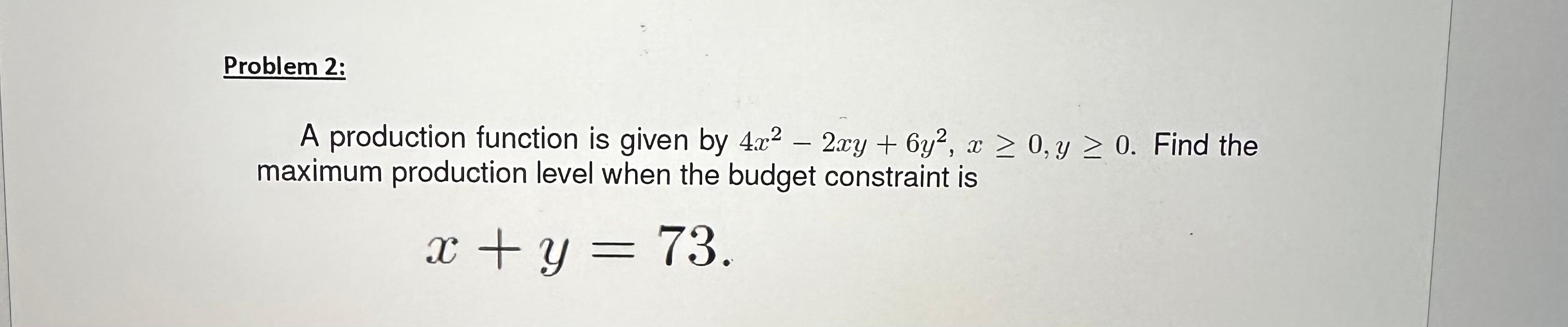 Solved A production function is given by | Chegg.com