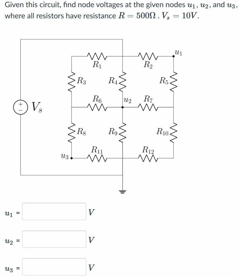 Solved Given this circuit, find node voltages at the given | Chegg.com
