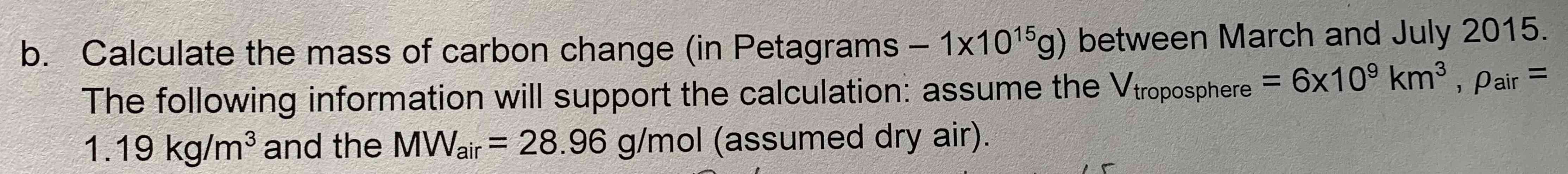 Solved b. ﻿Calculate the mass of carbon change (in Petagrams | Chegg.com