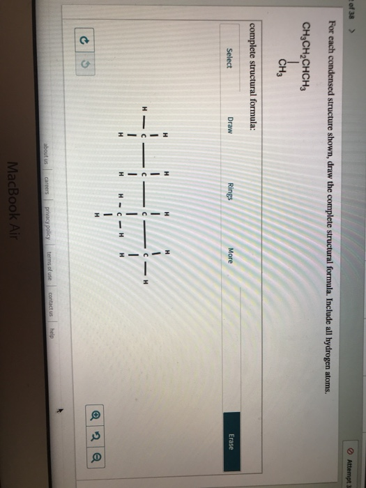 Solved of 38 > Attempt 3 For each condensed structure shown, | Chegg.com