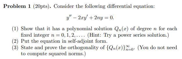 Problem 1 (20pts). Consider the following | Chegg.com