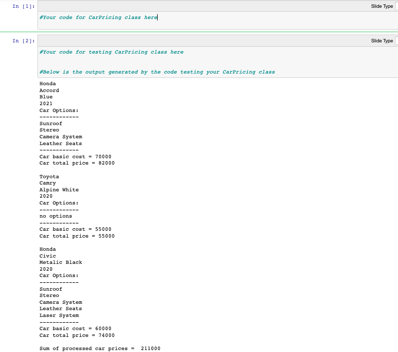 Solved Using python to create classes for cars as describes | Chegg.com