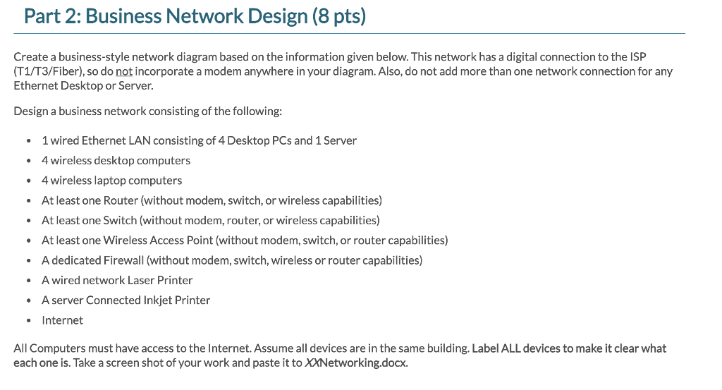 Solved Part 2: Business Network Design (8 pts) Create a | Chegg.com