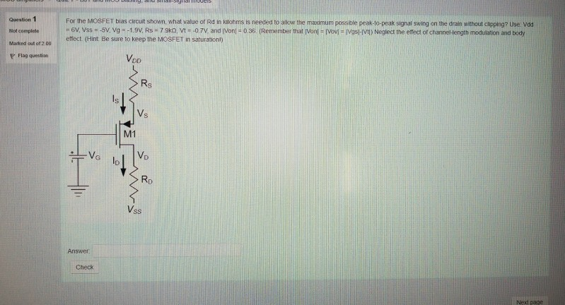 Solved Question 1 Net complele Marked out of 2.00 For the | Chegg.com