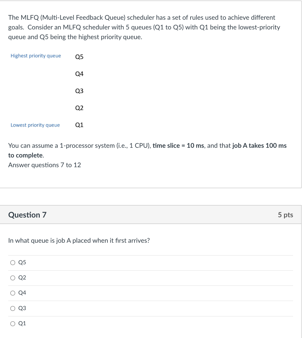 Solved The Mlfq Multi Level Feedback Queue Scheduler Has A 
