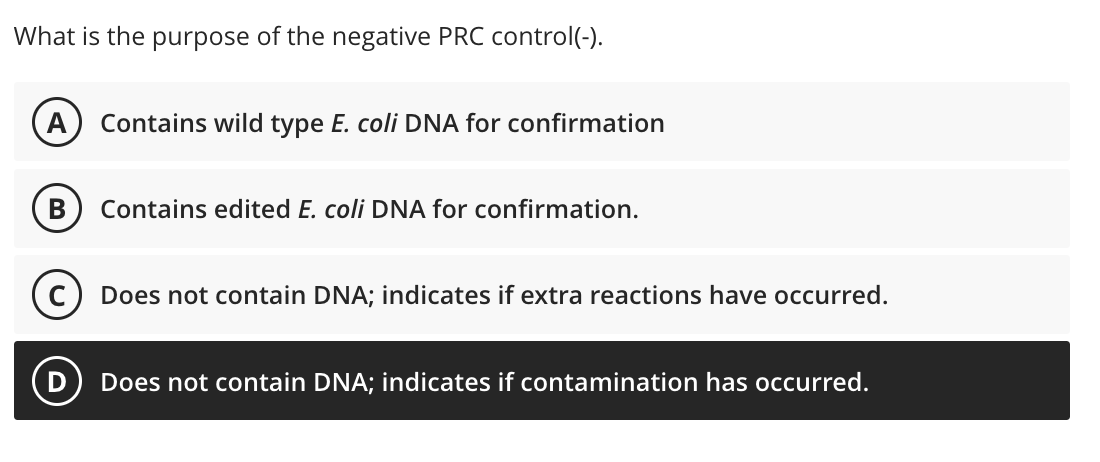Solved What is the purpose of the negative PRC control(-). A | Chegg.com