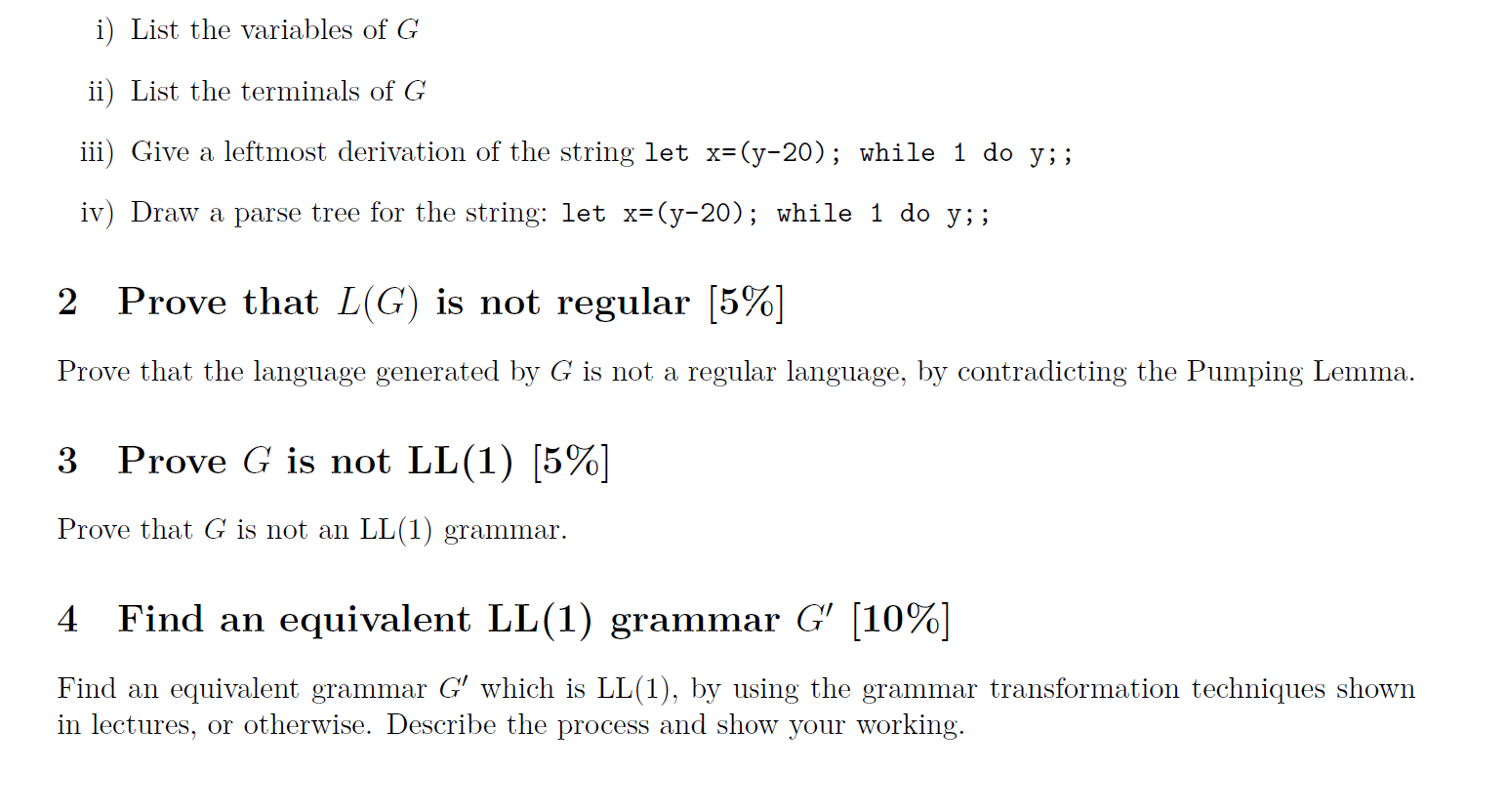 Consider the following grammar G, which represents a | Chegg.com