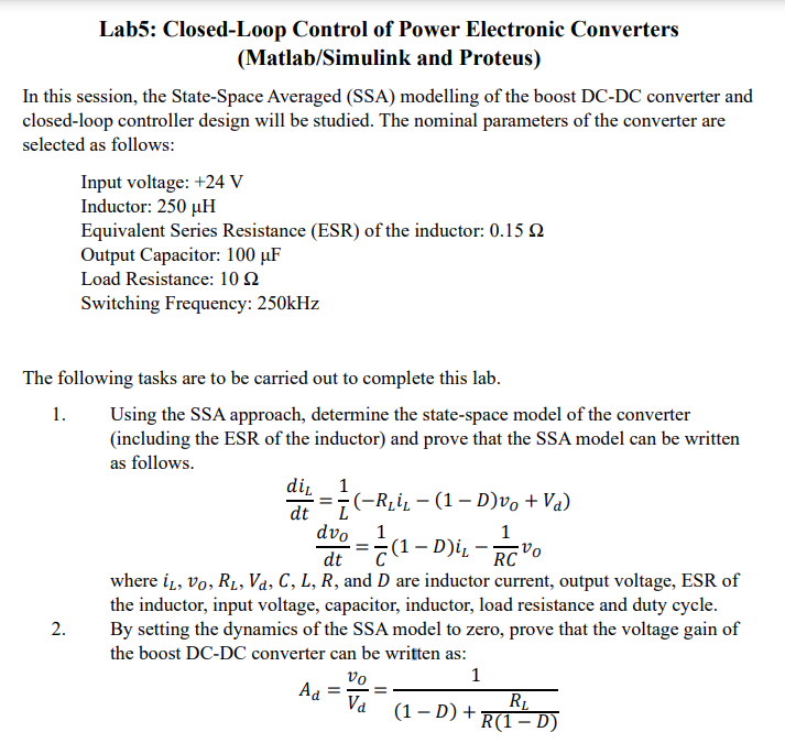 [Solved]: Please explain task 2 as well Lab5: Closed-Loop C