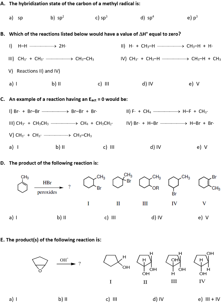 Solved A. The hybridization state of the carbon of a methyl | Chegg.com