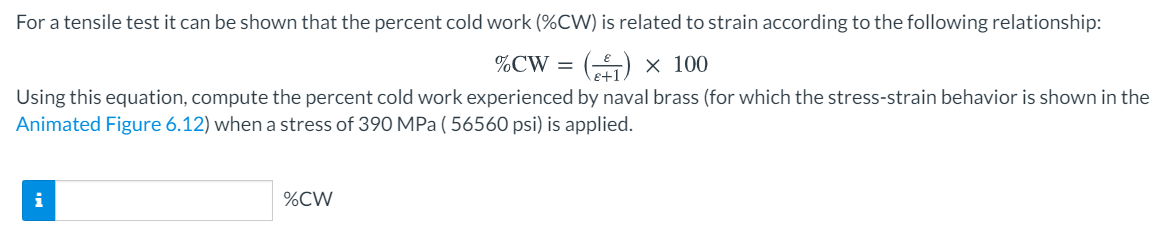 Solved For a tensile test it can be shown that the percent | Chegg.com
