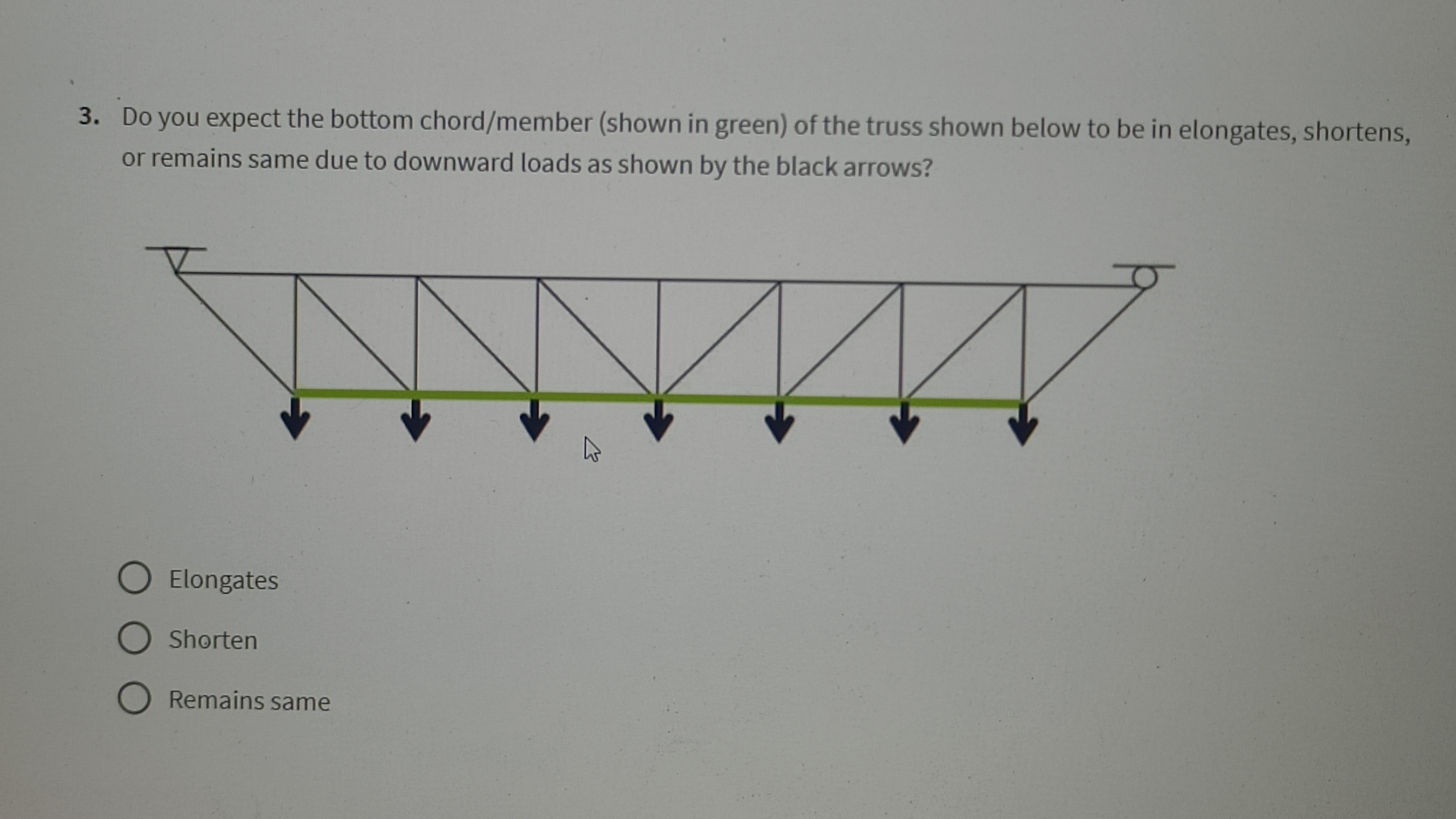 Solved Do you expect the bottom chord/member (shown in | Chegg.com