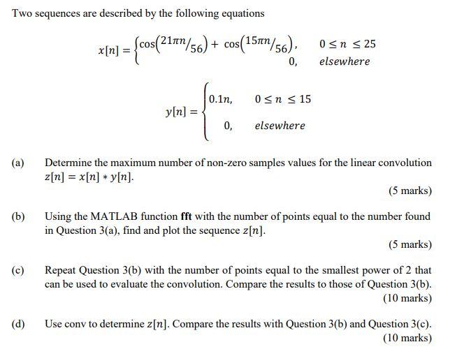 Solved Two sequences are described by the following | Chegg.com