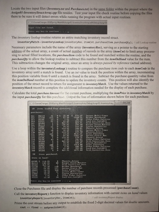 Solved Inventory Struct Array Lookup for Purchases Create | Chegg.com