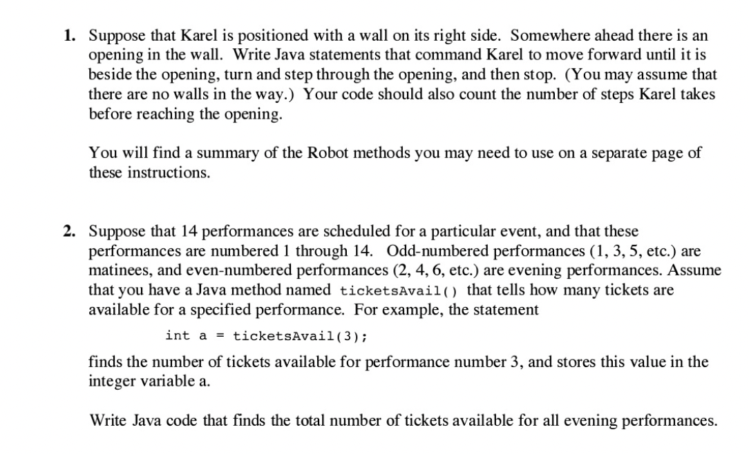 Solved 1. Suppose that Karel is positioned with a wall on | Chegg.com